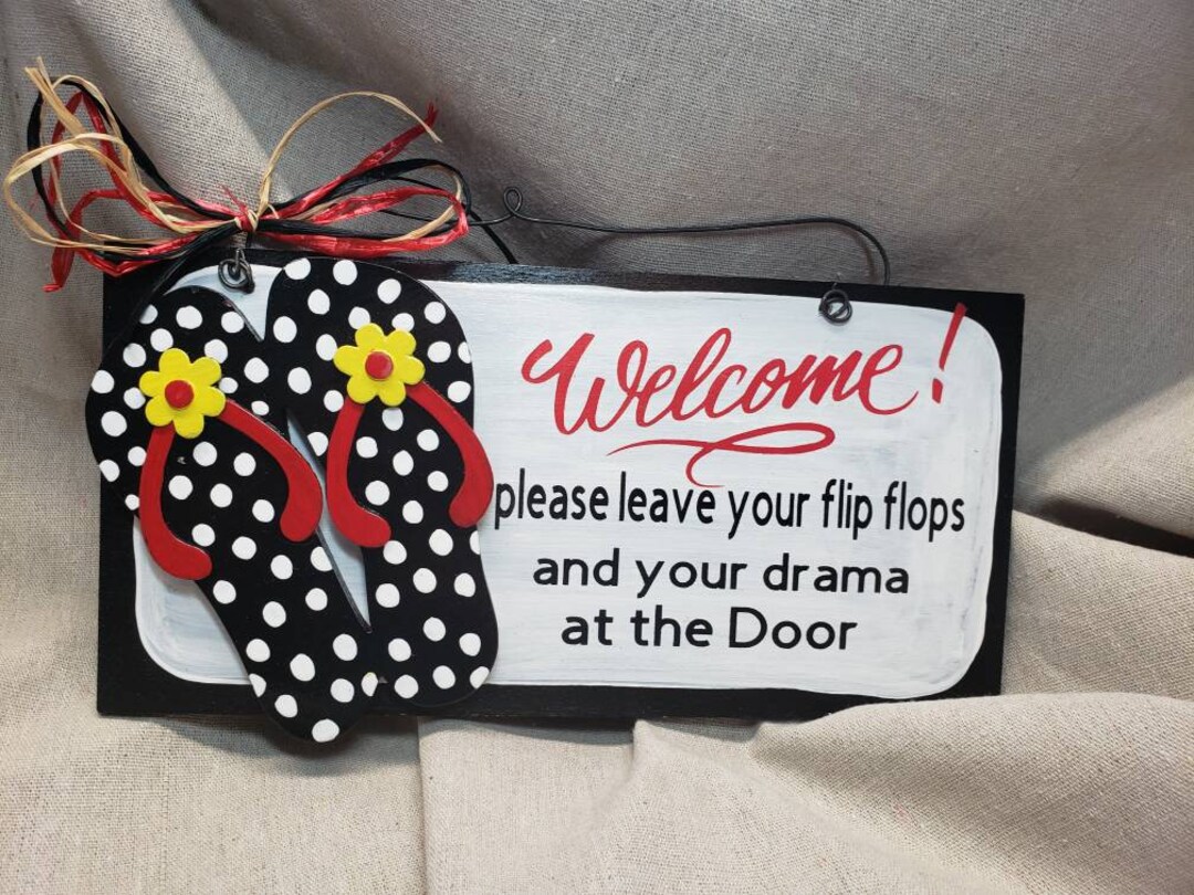 Flip Flop Hand Painted Wooden Sign Drama - Etsy