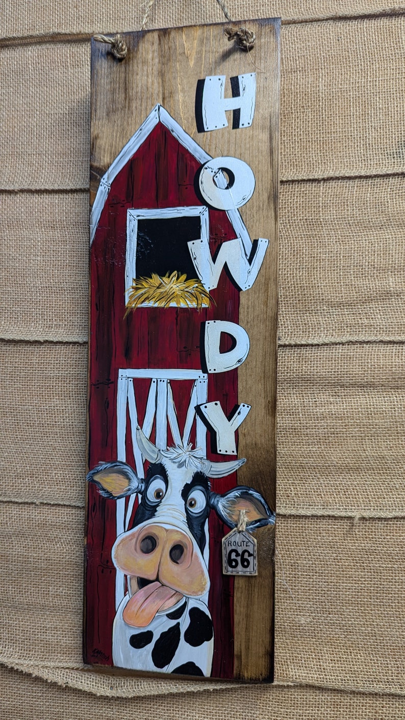 Howdy Cow Door Greeting Hand Painted Wood - Etsy