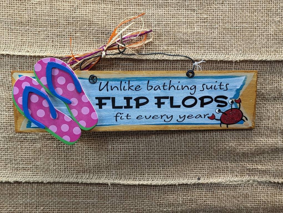 Flip Flop Beach Humor Wooden Door Hanger Sign Hand Painted 2 Options - Etsy