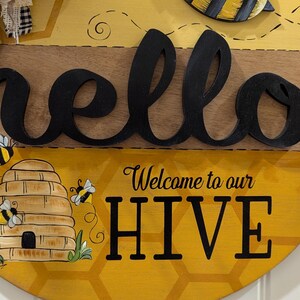 Hello Welcome to Our Hive Bee Large Wooden Circle - Etsy