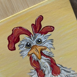 Whimsical Chicken With Crazy Look Hand Painted Small Canvas Board - Etsy