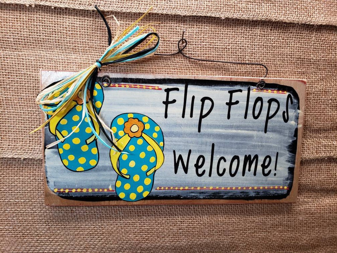 Flip Flop Welcome Wooden Sign Door Greeting - Etsy
