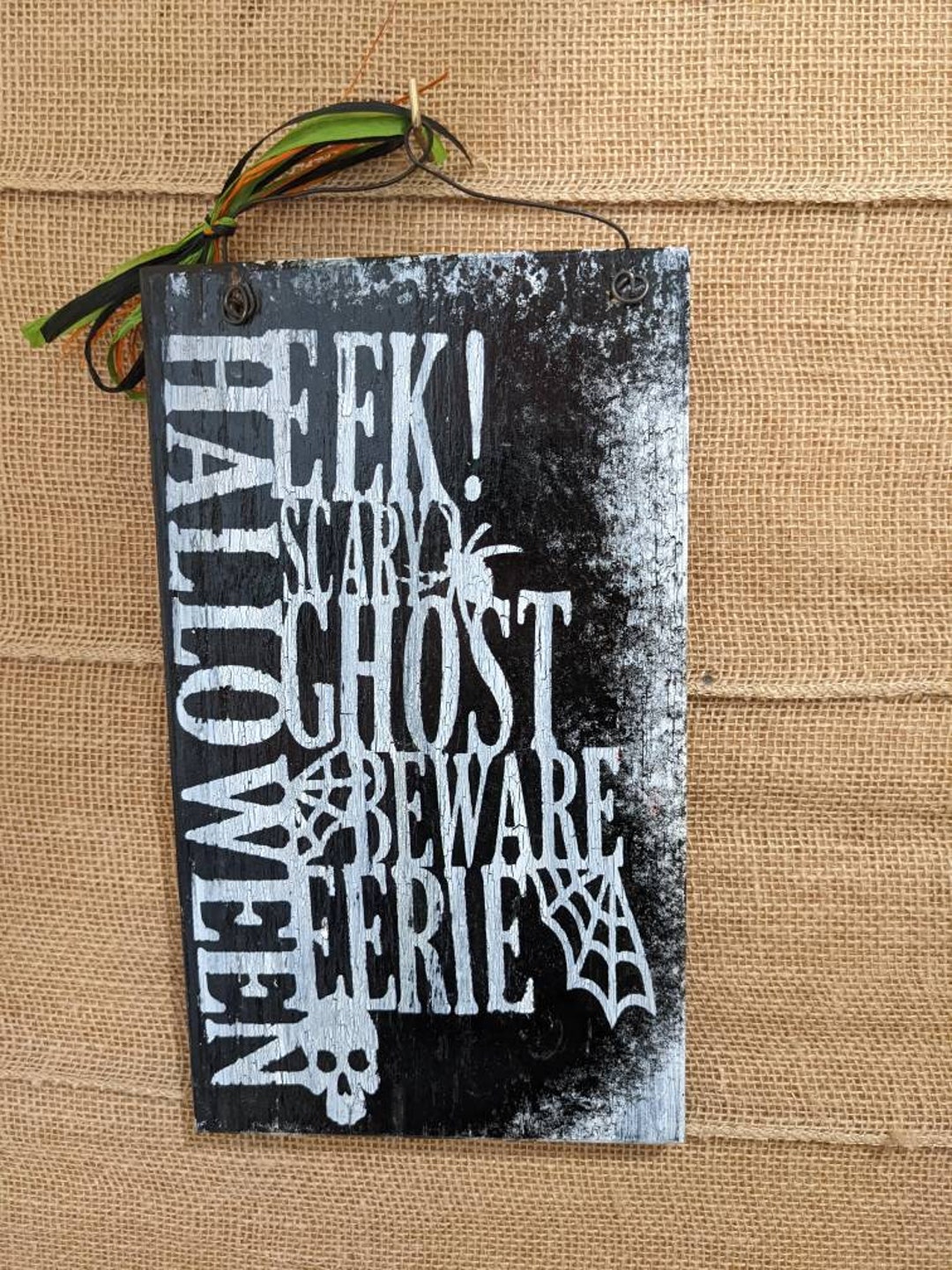 Hand Painted Halloween Warning Sign: Rustic Wooden Decor - Etsy