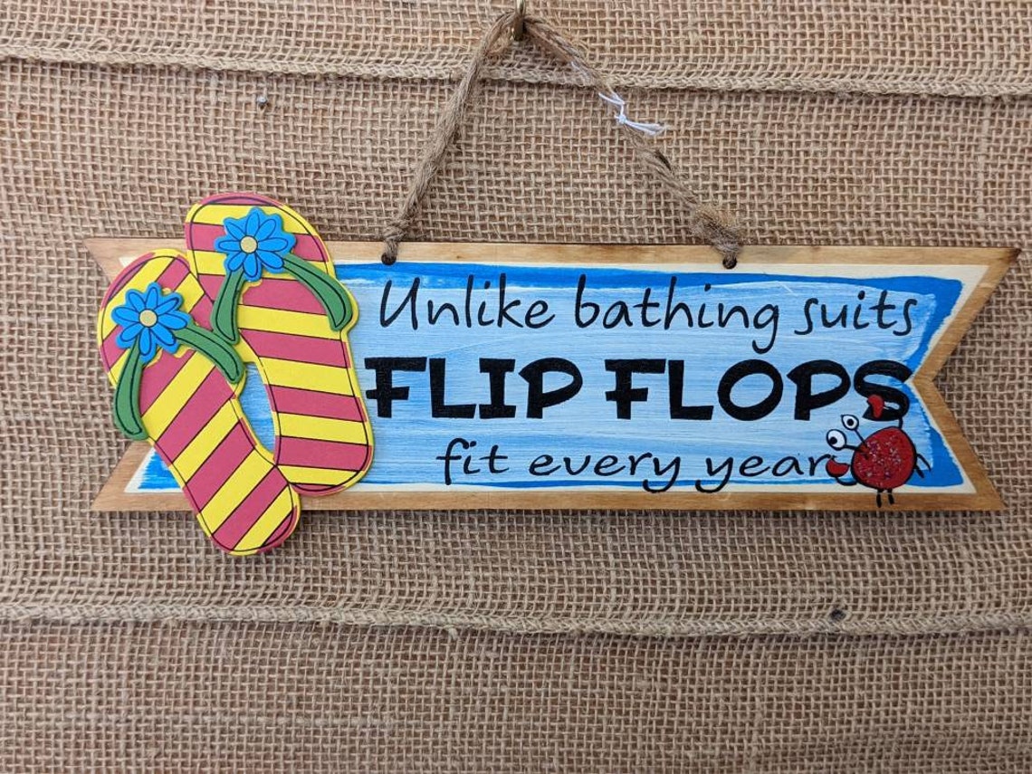 Flip Flop Beach Humor Wooden Door Hanger Sign Hand Painted 2 Options - Etsy