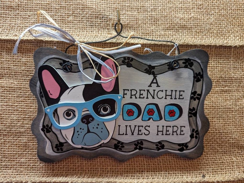 French Bulldog Frenchies Greeting Mom or Dad Wooden Sign - Etsy