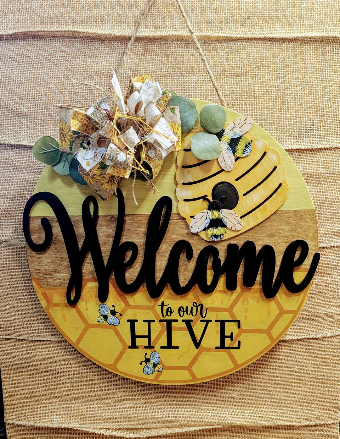 Welcome to Our Hive Large Wooden Circle - Etsy