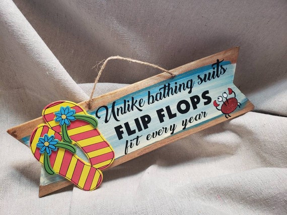 Flip flop Beach humor wooden door hanger sign hand painted | Etsy