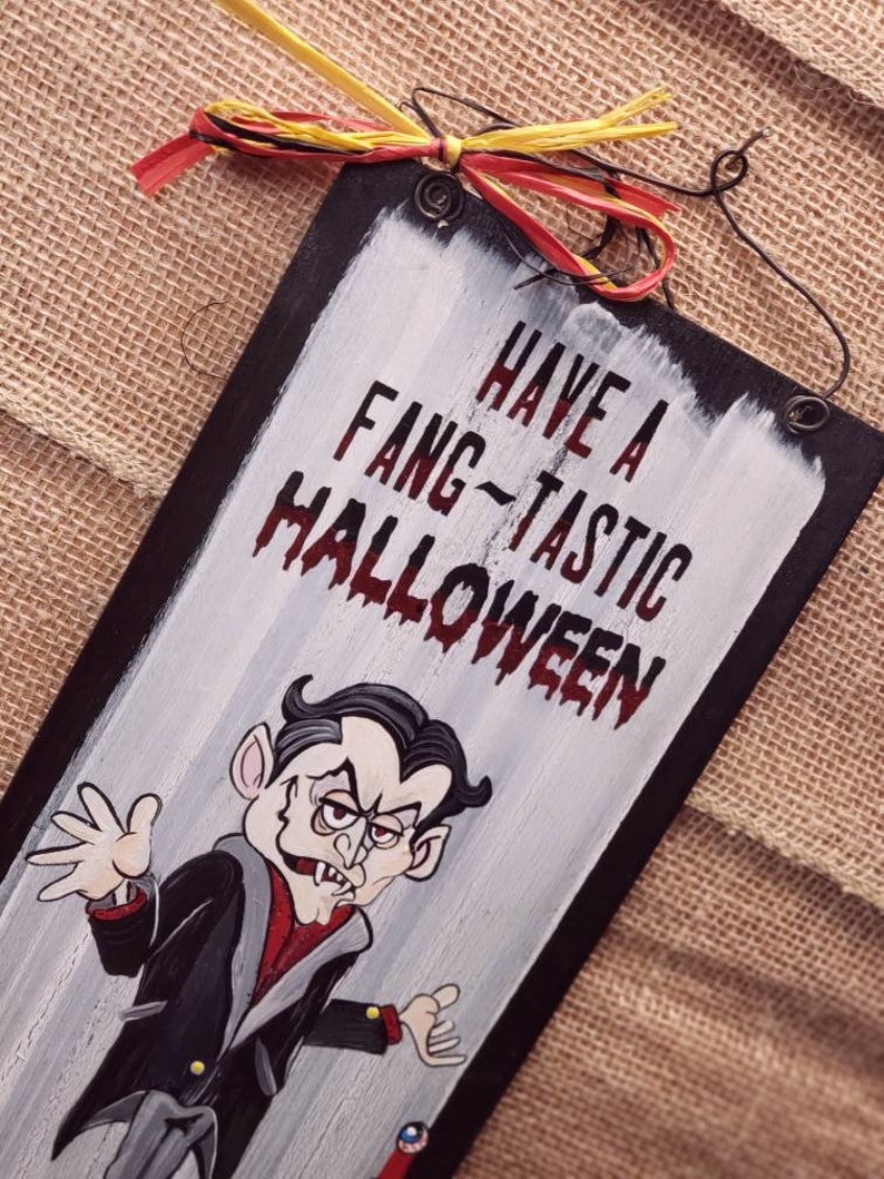 Dracula Vampire Hand painted wooden sign Halloween Holiday | Etsy