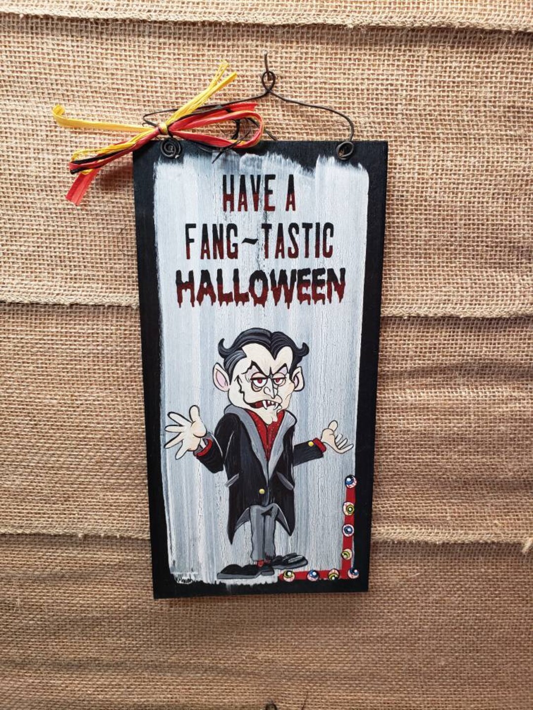 Dracula Vampire Hand Painted Wooden Sign Halloween Holiday - Etsy