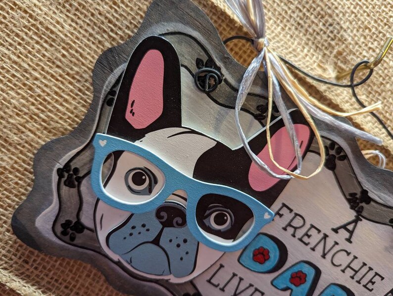 French Bulldog Frenchies Greeting Mom or Dad Wooden Sign - Etsy