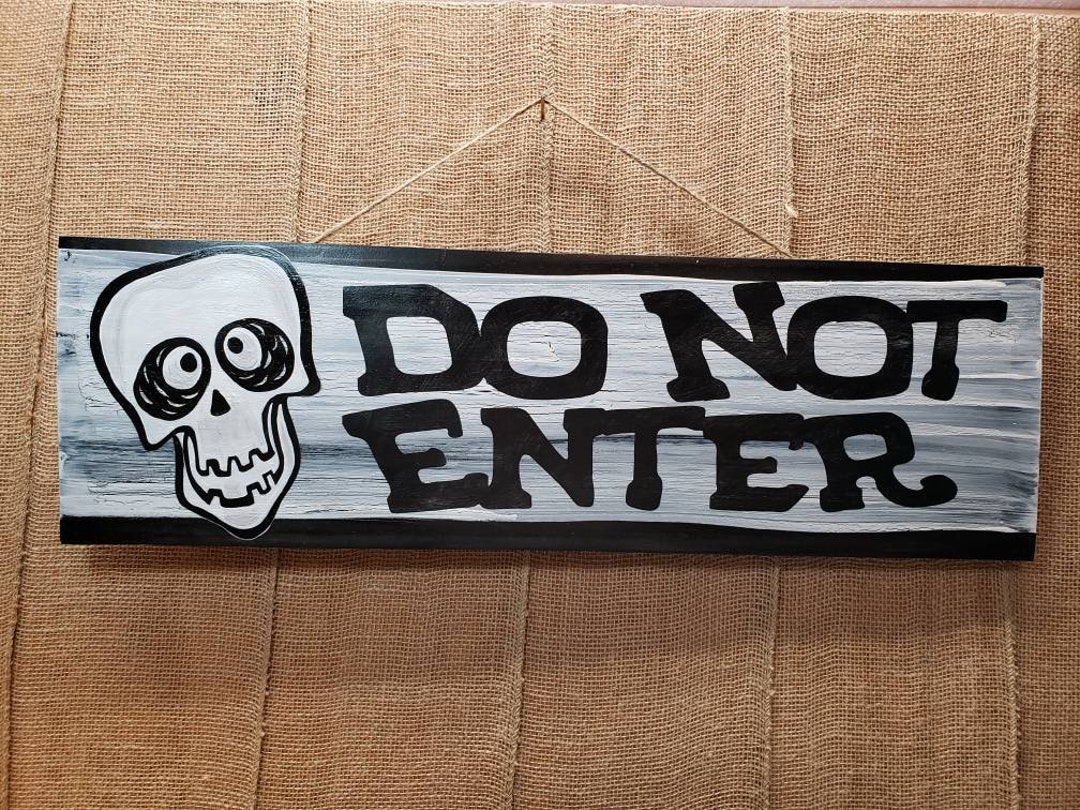 Do Not Enter Skull Warning Greeting Wooden Sign Large - Etsy