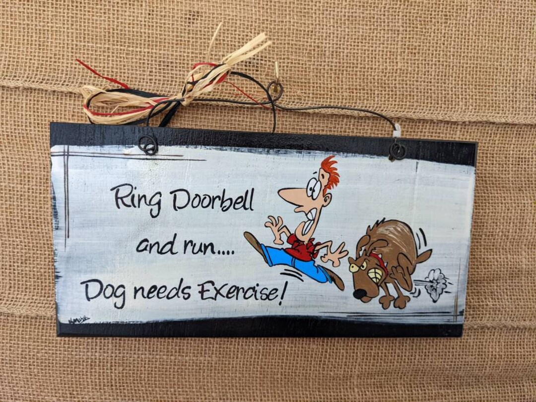 Warning Door Dog Humor Hand Painted Wooden Sign - Etsy