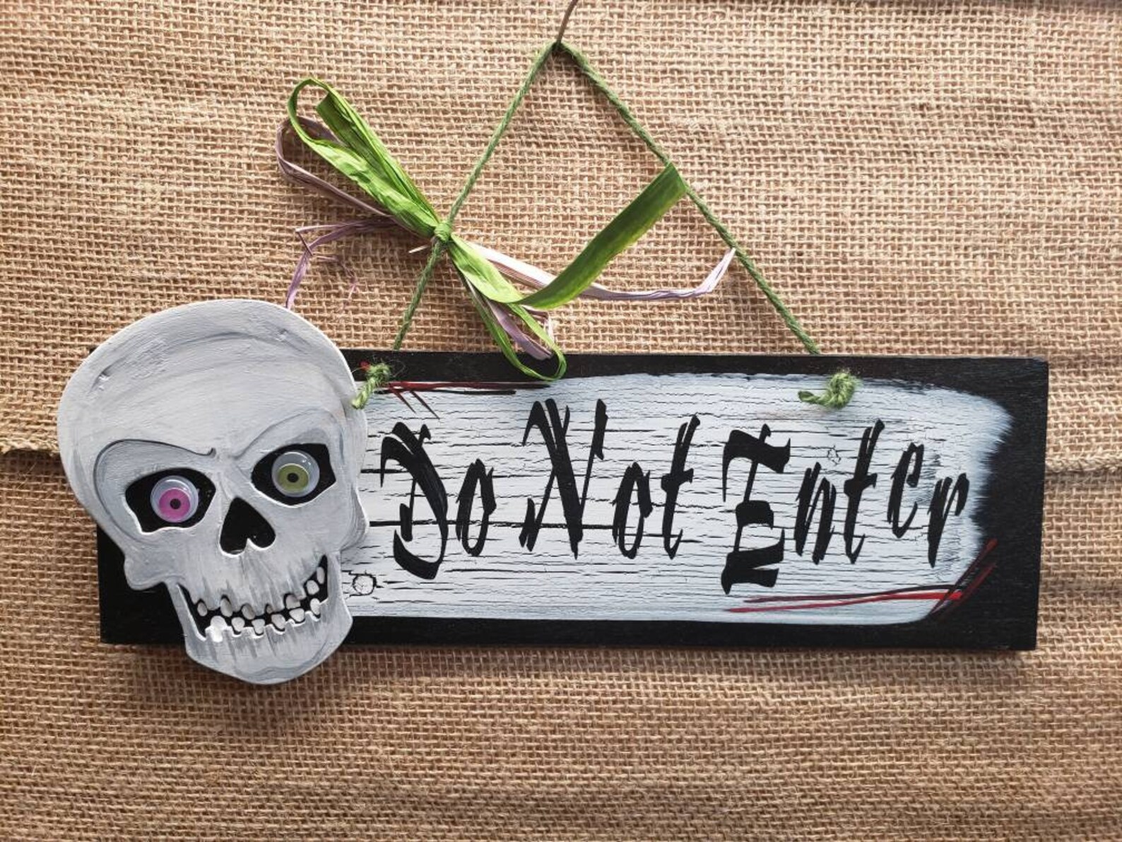 Skull skelliton warning do not enter wooden hand painted sign - Etsy 日本