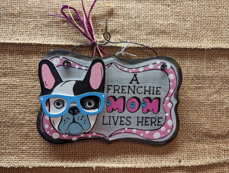 French Bulldog Frenchies Greeting Mom or Dad Wooden Sign - Etsy