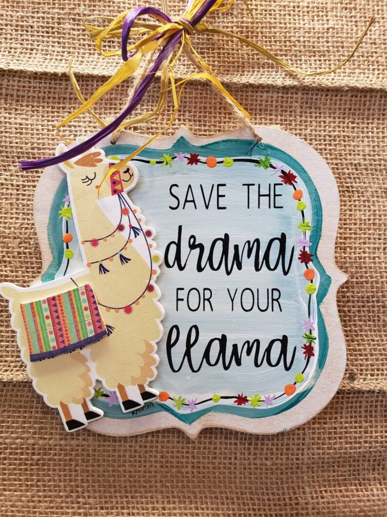 Llama Drama Hand Painted Wooden Sign | Etsy
