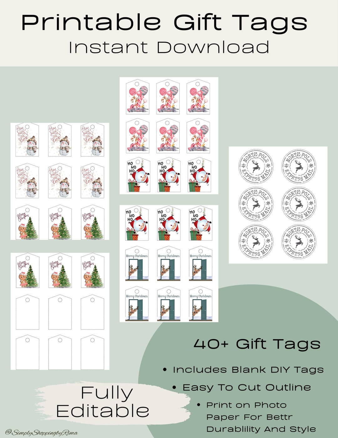 Christmas Gift Tag Bundle| 6 Designs | 30+ Ct. | DIY for Children ...