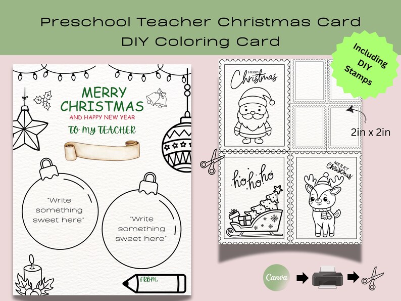 Preschool Editable Diy Christmas Holiday Card for Teachers | Christmas ...