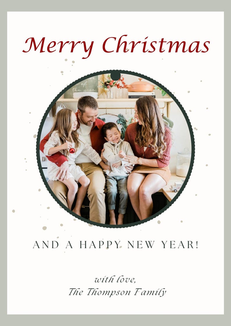 Christmas Card Template With Highlight Photo Collage, Printable Holiday ...