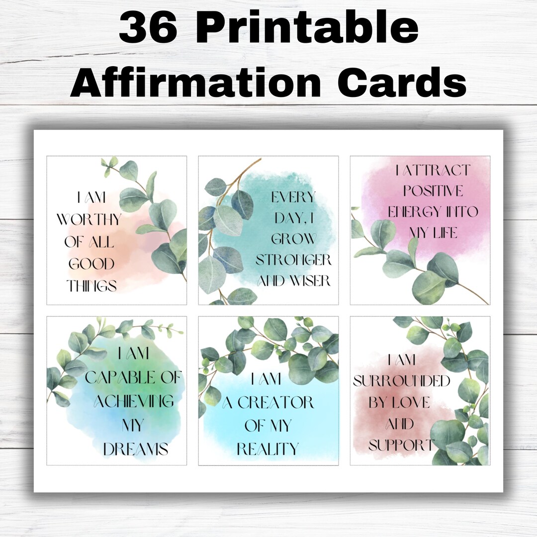 Printable Affirmation Cards 36ct Bonus Card - Etsy