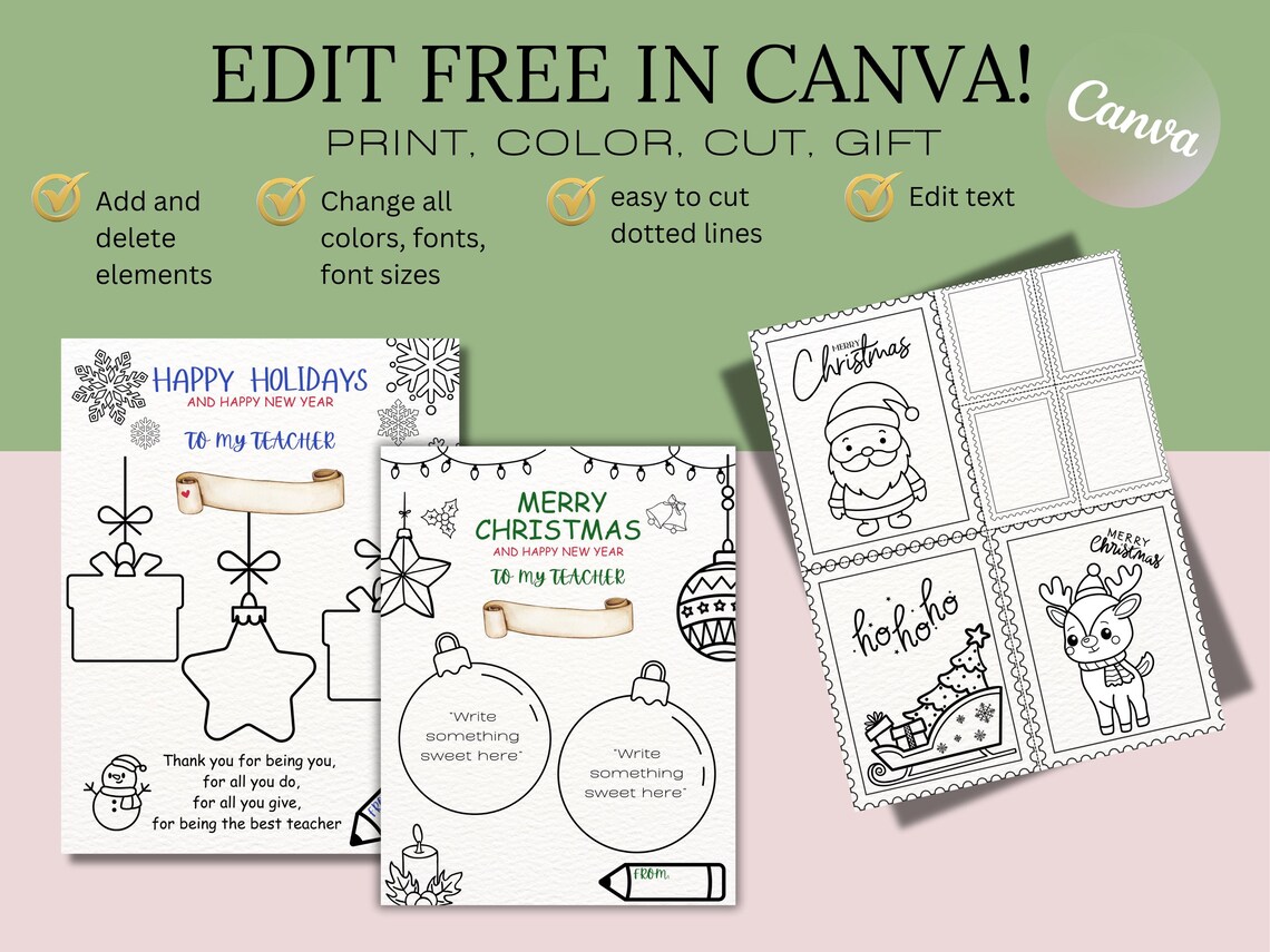 Preschool Editable Diy Christmas Holiday Card for Teachers | Christmas ...