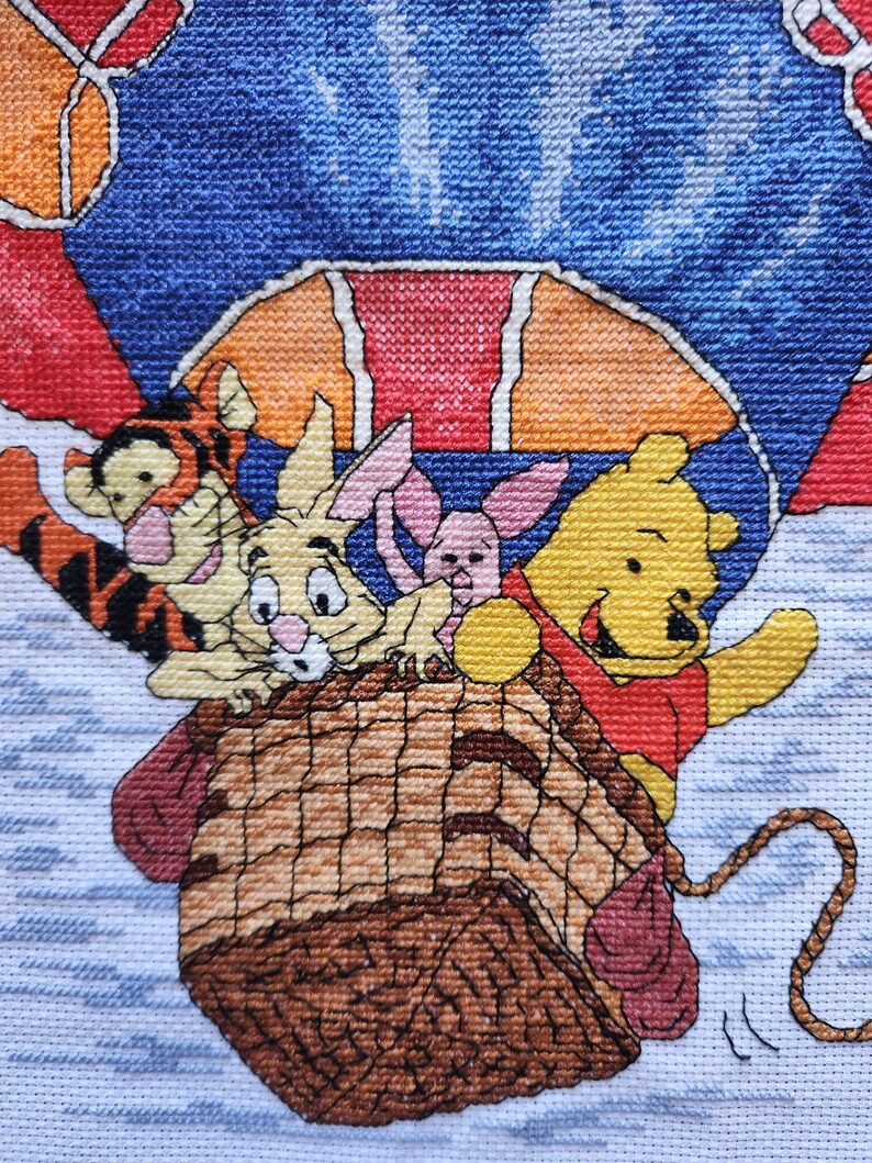 Completed Cross Stitch Winnie the Pooh Hot Air Balloon - Etsy