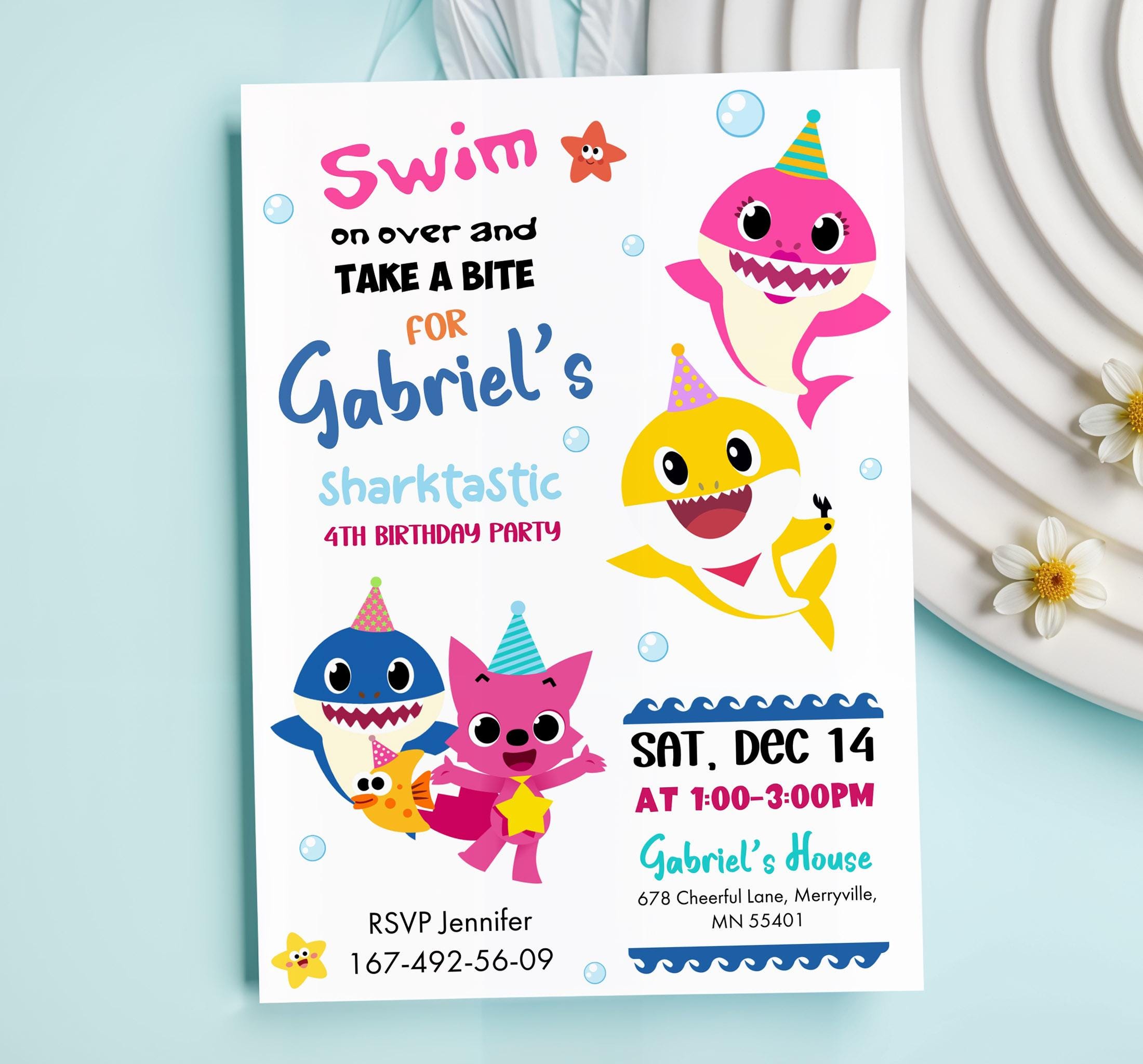 Editable Printable Baby Shark Birthday Invitation, Boy Girl Birthday ...