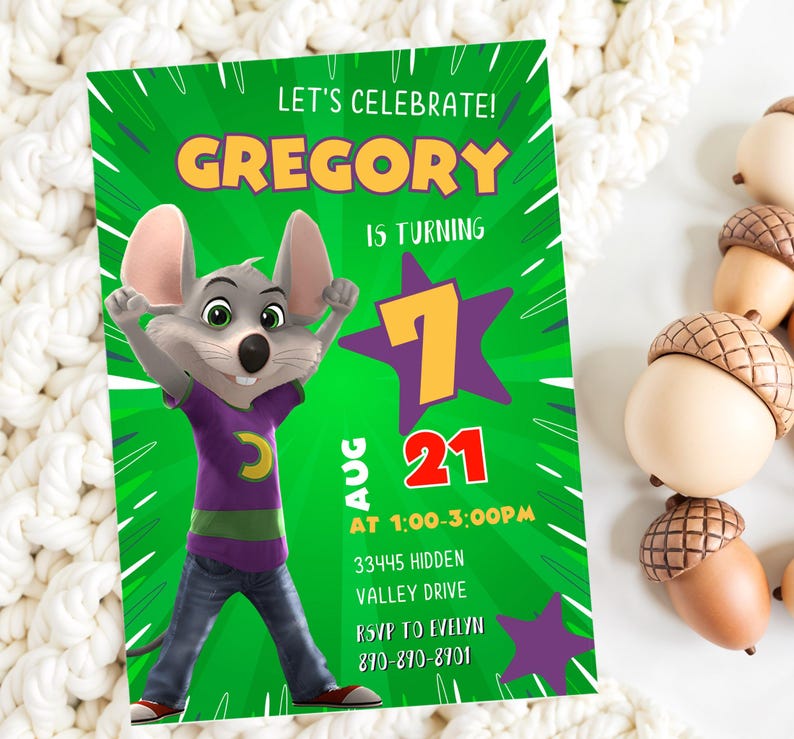 Chuck-e-cheese Editable Invitation, Printable Birthday Invite, Mouse ...