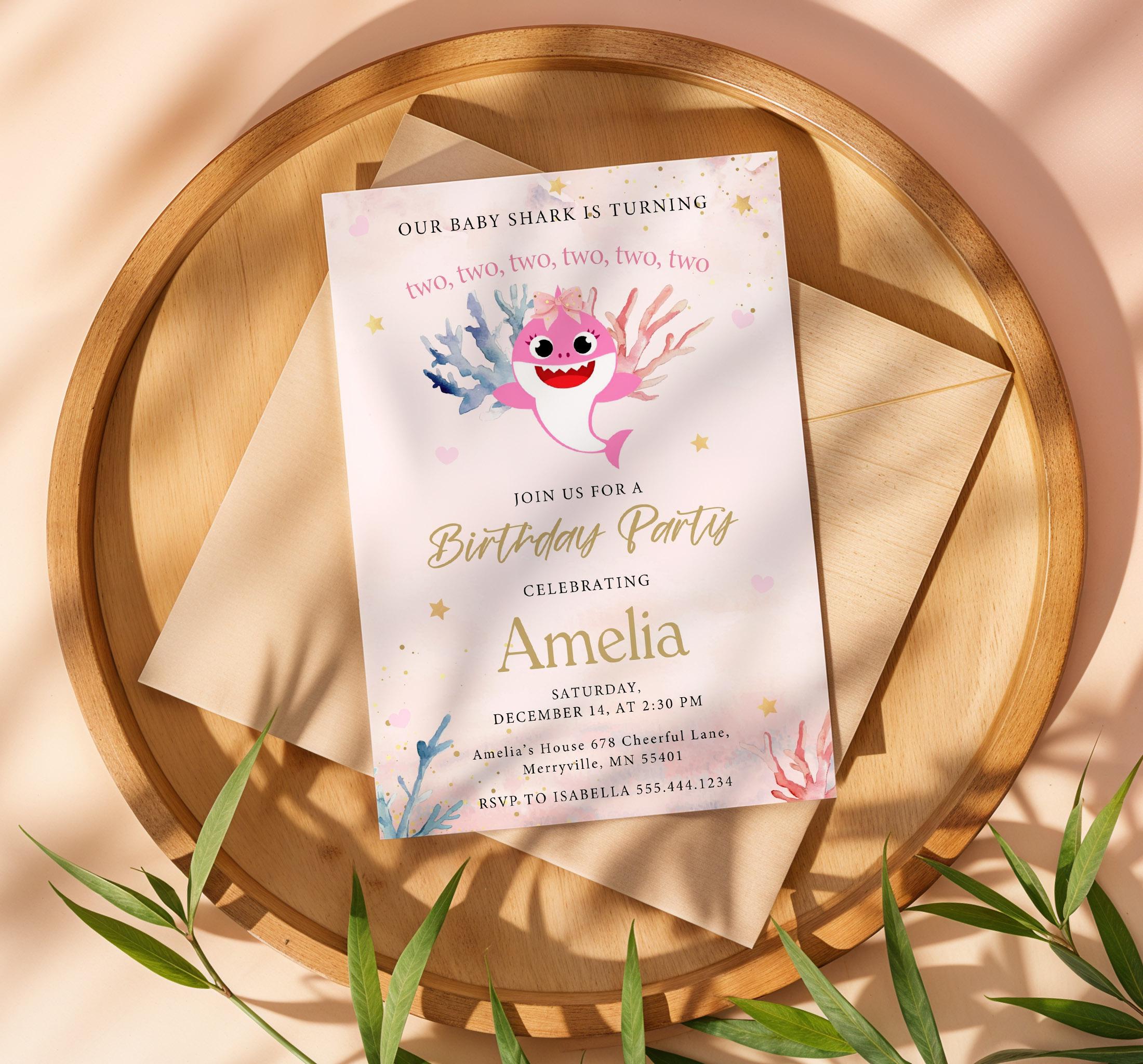 Editable Printable Baby Shark Birthday Invitation, Boy Girl Birthday ...