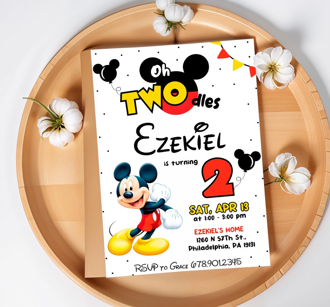 Editable Printable Clubhouse Birthday Invitation, Mickey Two Invitation ...