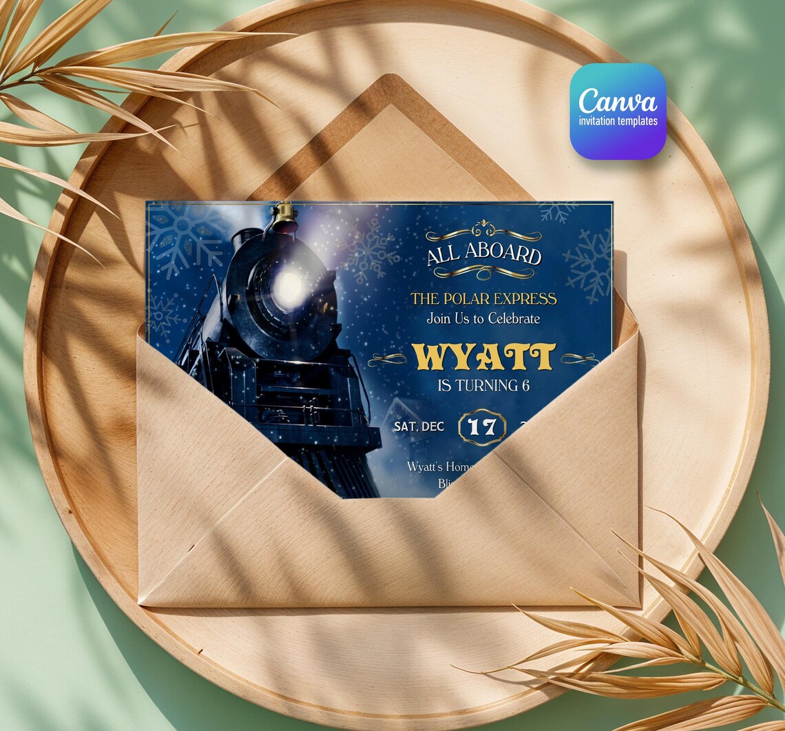 Printable Santa Train Editable Invitation, Polar Express Train Ride ...