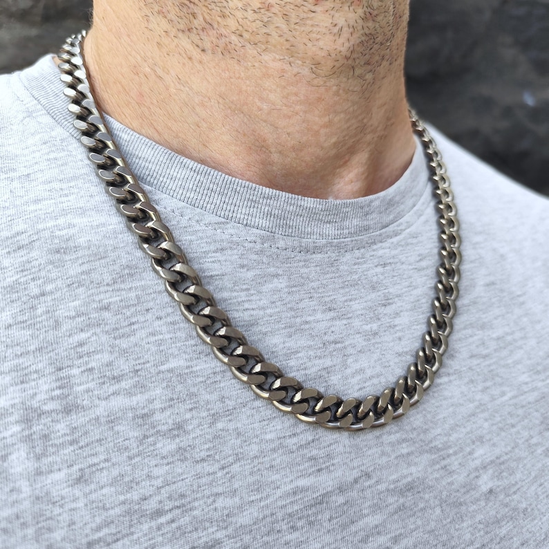 Titanium Necklace, Curb Chain 10.5 Mm, Thick Link Chain, 100% Pure ...