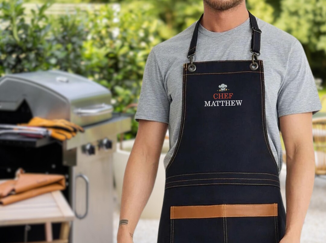 Personalized Embroidered Canvas Chef Apron: Stylish Kitchen Wear for ...