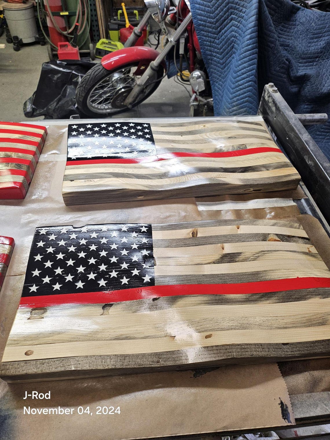 Hand Crafted Custom Rustic Red Line Flag. - Etsy