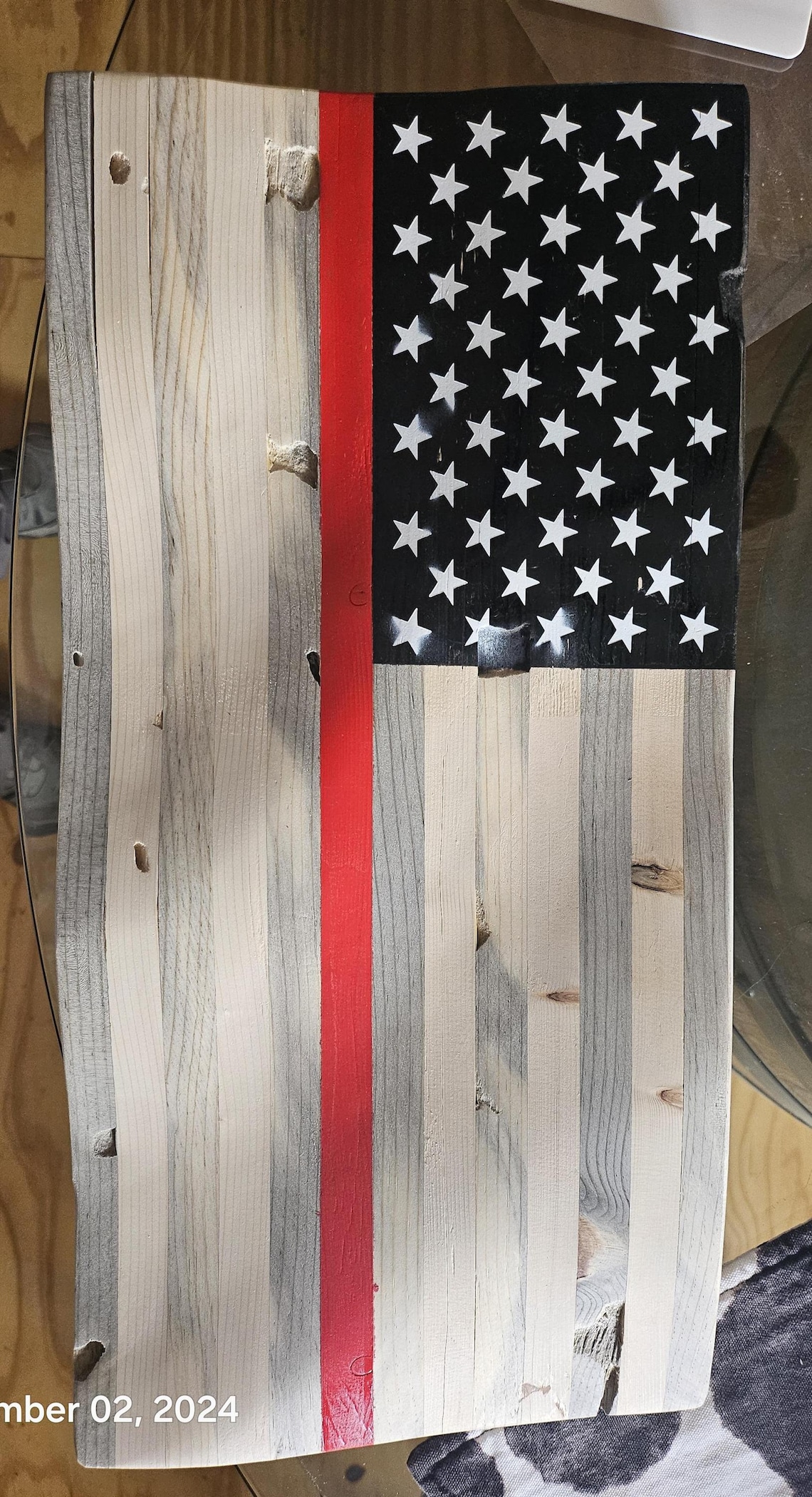 Hand Crafted Custom Rustic Red Line Flag. - Etsy