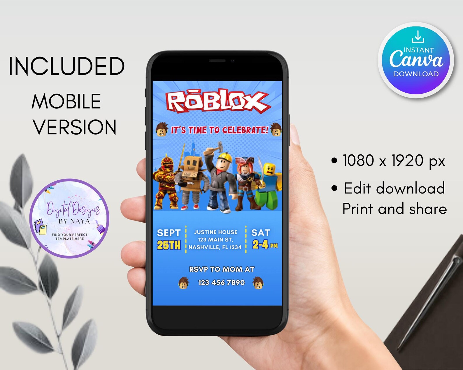 Roblox Invitation, Roblox Invite, Game Party, Roblox Boys Birthday ...