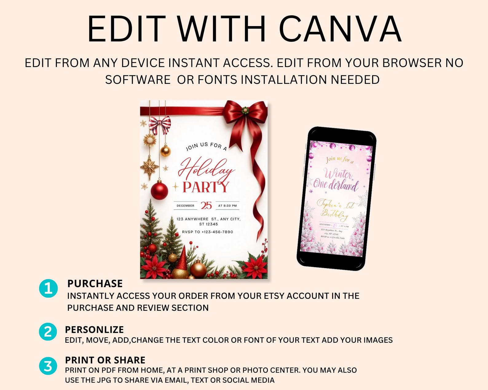 Work Holiday Party Invitation, Company Christmas Party, Editable Client ...