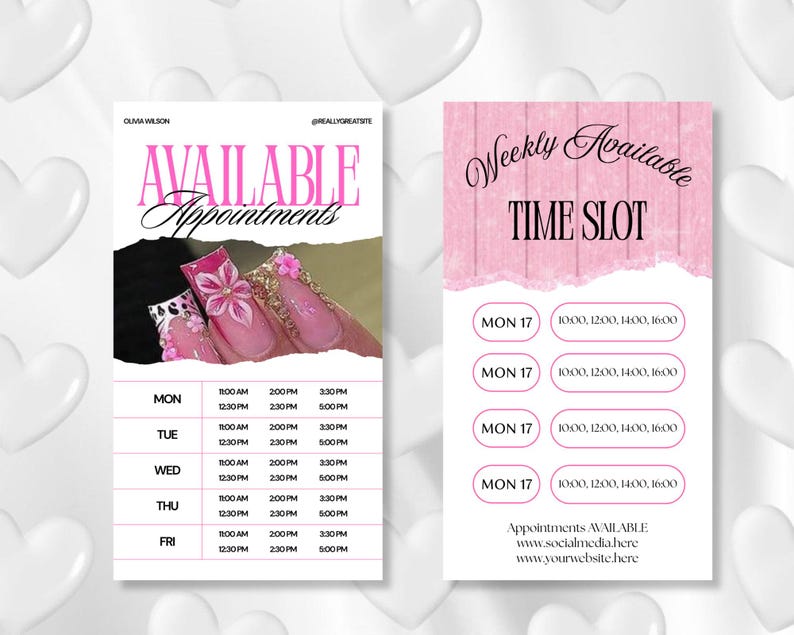 Weekly Available Appointments Template Availability Calendar Instagram ...
