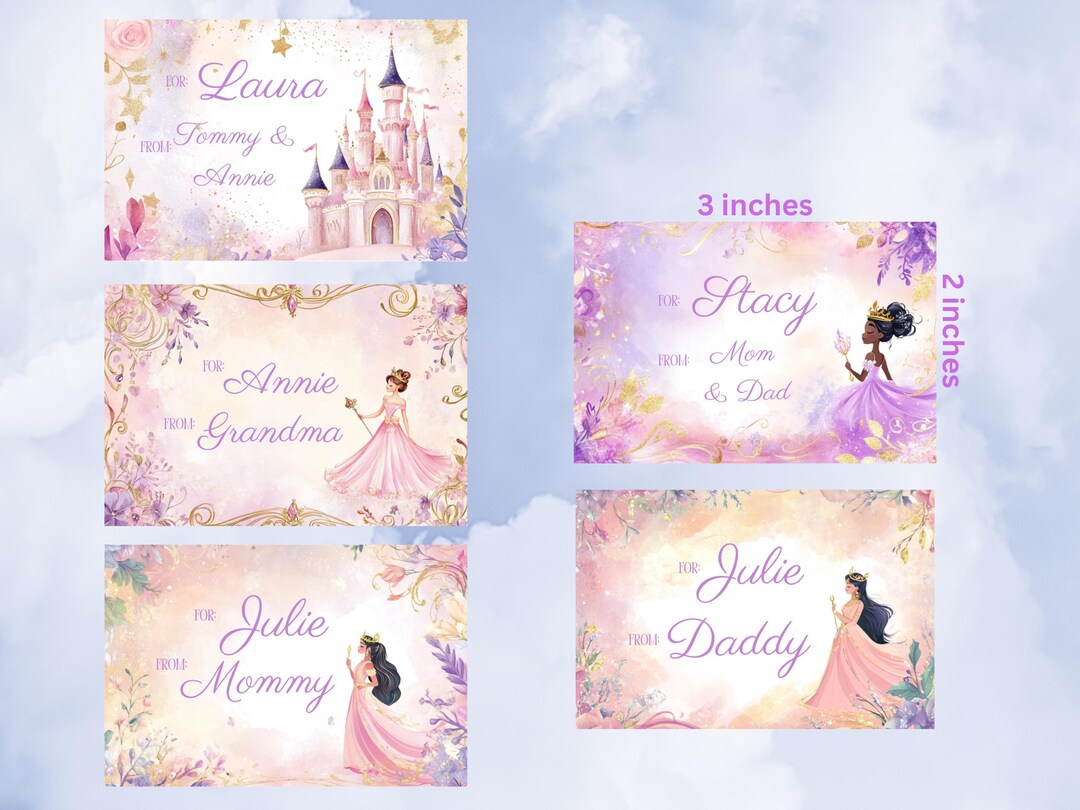 Editable Princess Magical Gift Tags for Kids Set of 5 Designs Canva ...