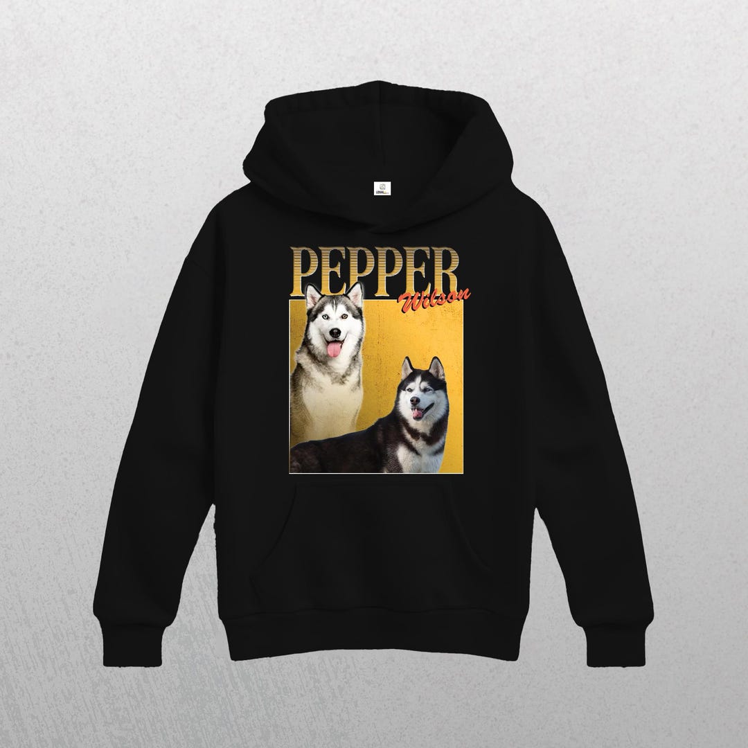 Retro Pet Photo Sweater, Custom Pet Portrait Hooded Sweater, Funny Pet ...
