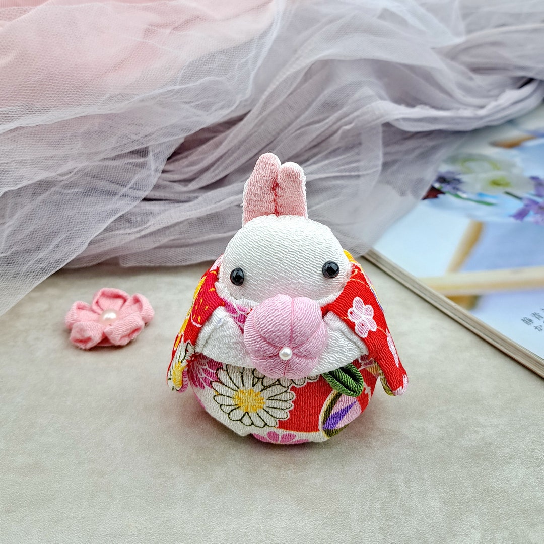 Japanese Rabbit, Kimono Fabric Art, Fabric Doll, Gift Rab-large-c - Etsy