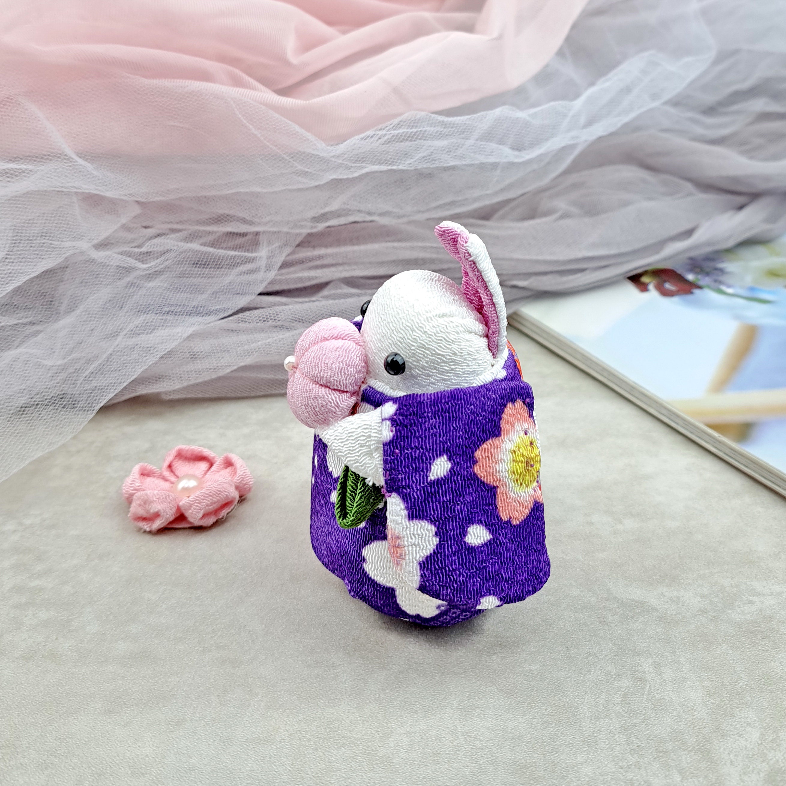 Japanese Rabbit, Kimono Fabric Art, Fabric Doll, Gift Rab-large-b - Etsy