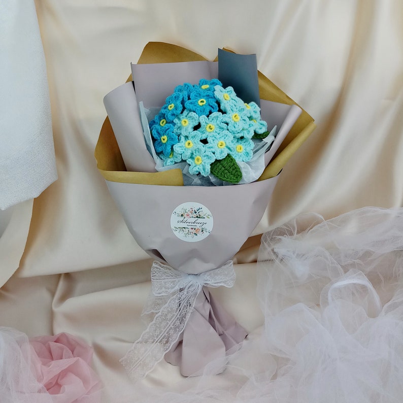 Forget-me-not Bouquet, Handmade Flower Bouquet, Gift, Myosotis ...