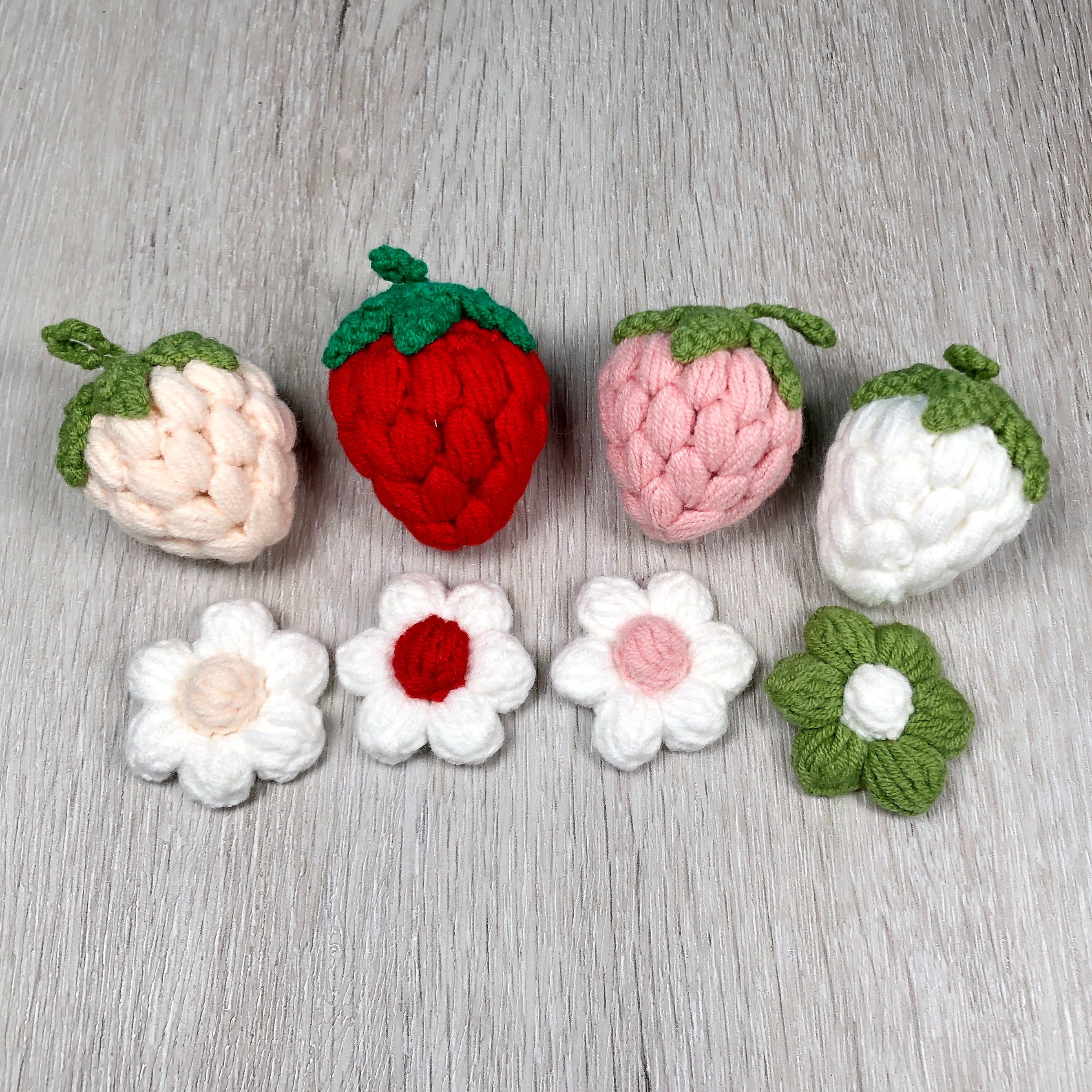 Mini Crochet Strawberry, Knitted Flower, Amigurumi, Toys, Key Chain (4 ...