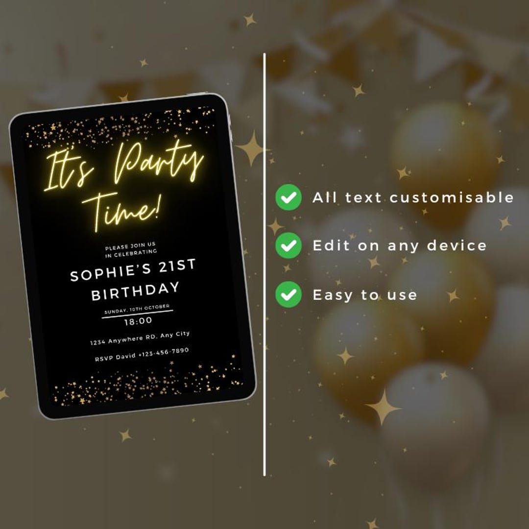 Digital Download Customisable Birthday Invitation - Etsy