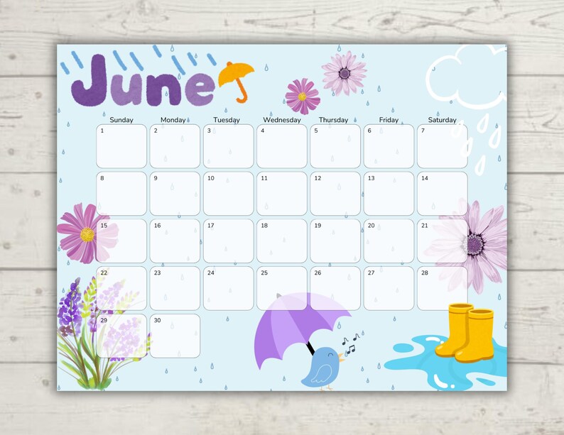 June 2025 Printable Calendar, Toddler/kid Calendar, Editable Calendar ...