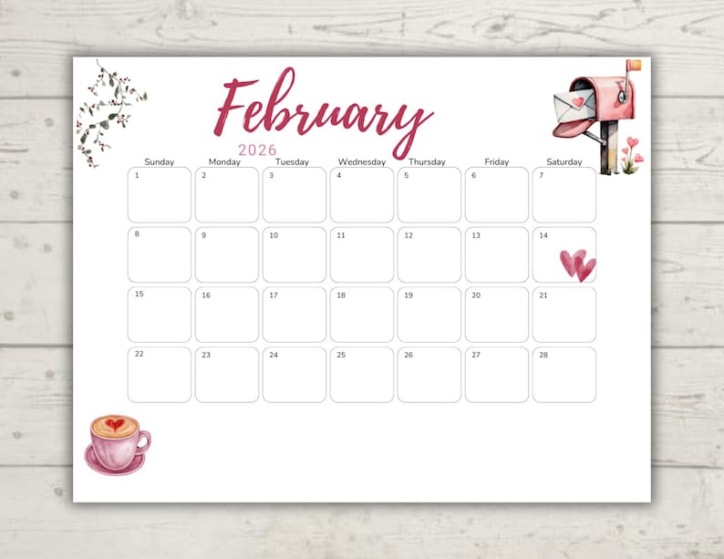 February 2026 Watercolor Calendar | Minimalist Printable Calendar ...