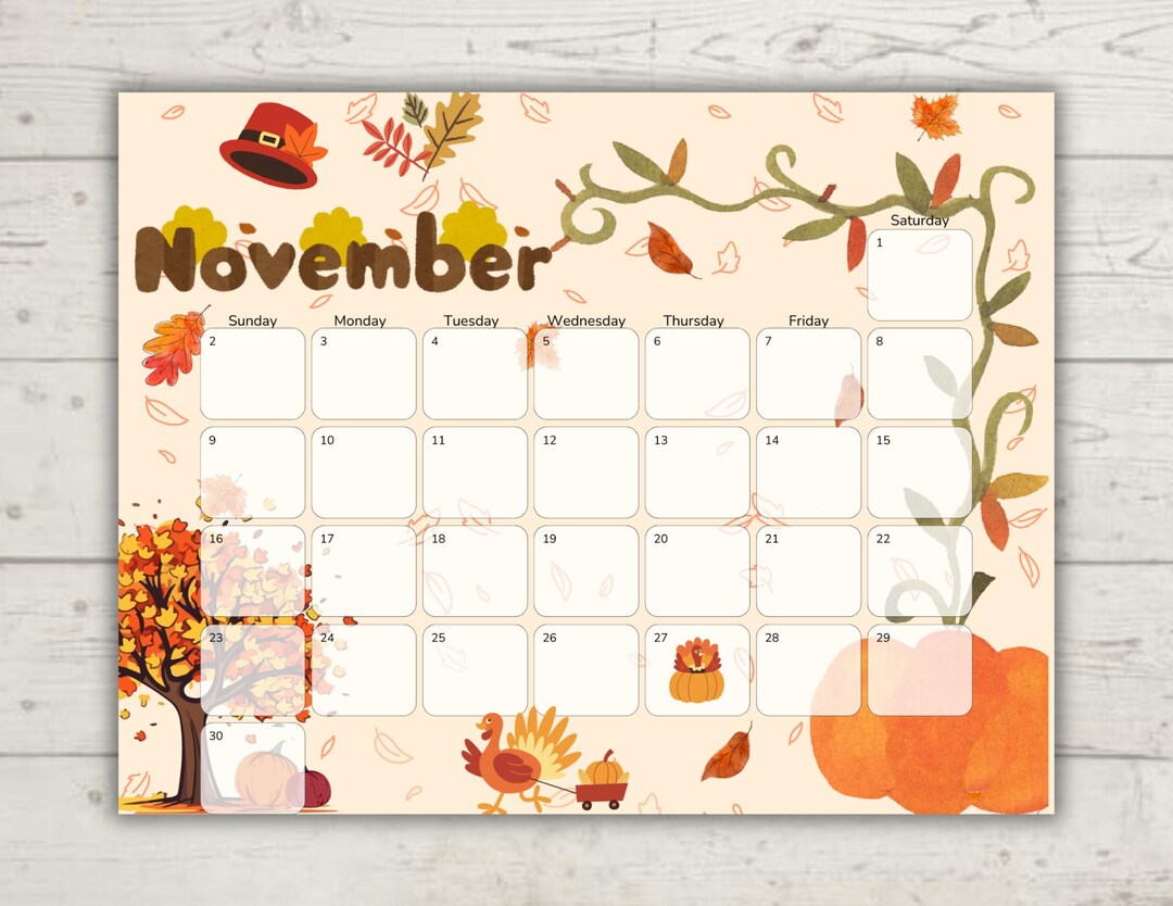 November 2025 Printable Calendar, Toddler/kid Calendar, Editable ...