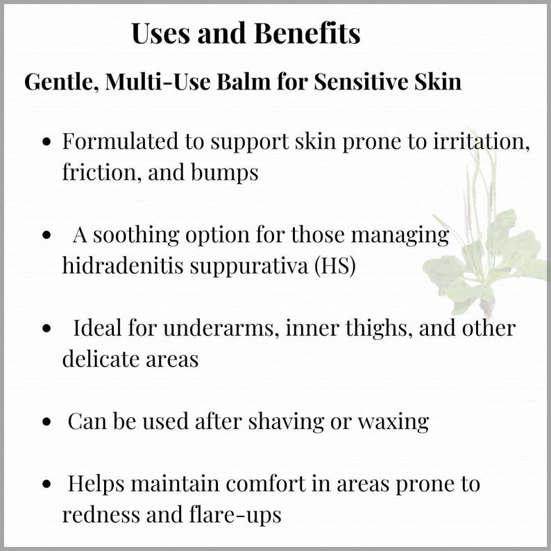 Hidradenitis Suppurativa Balm, Relief for HS Flare-ups,cica, Plantain ...