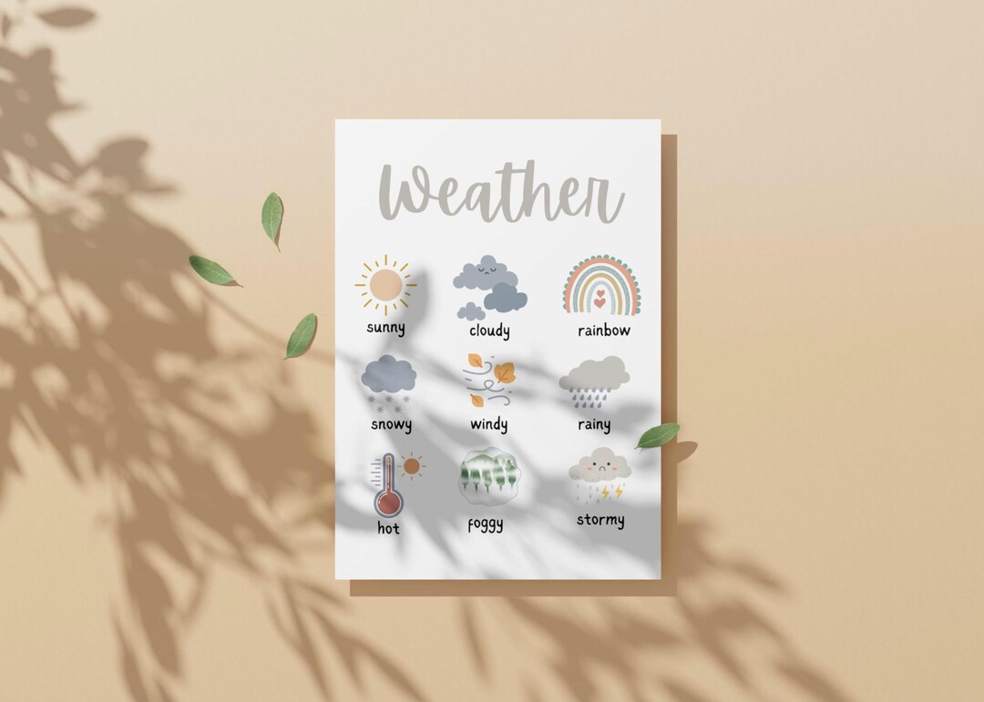 Weather Poster Instant Download Printable Montesorri Kids - Etsy