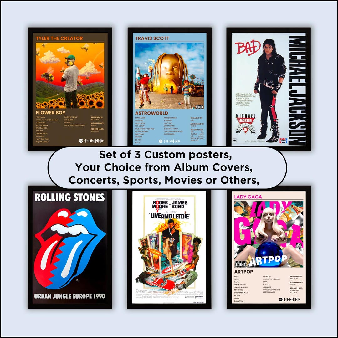 Set of 3 Custom Album Cover Poster Movie Posters Concert Poster Wall ...